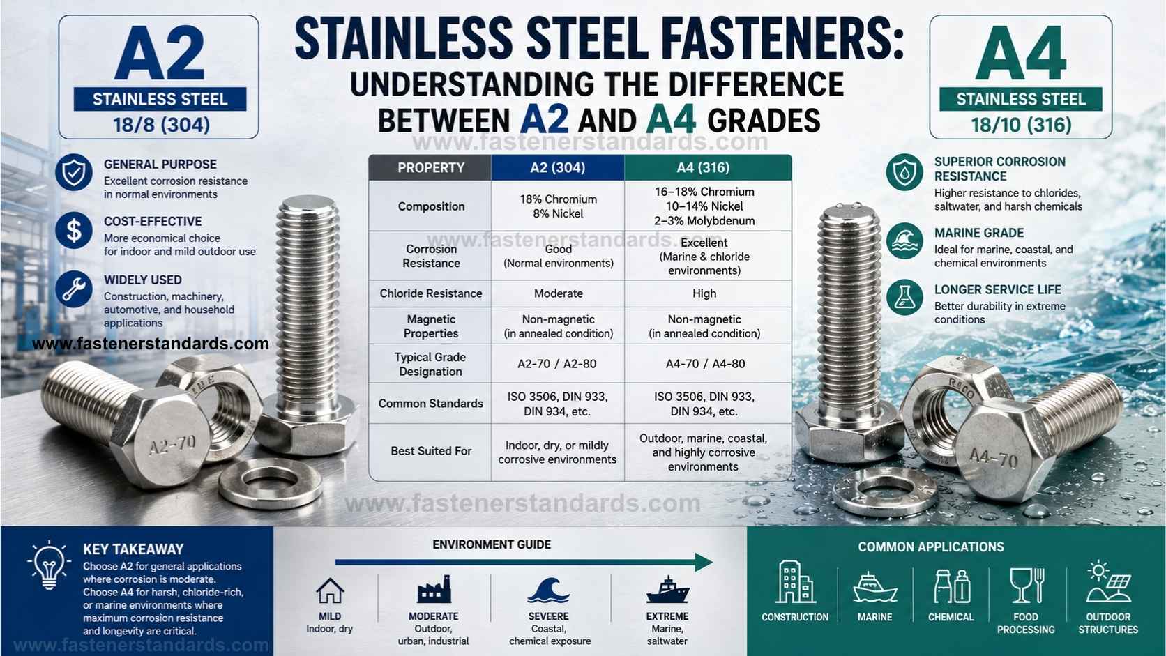 A2 vs A4 Stainless Steel Fasteners: Key Differences